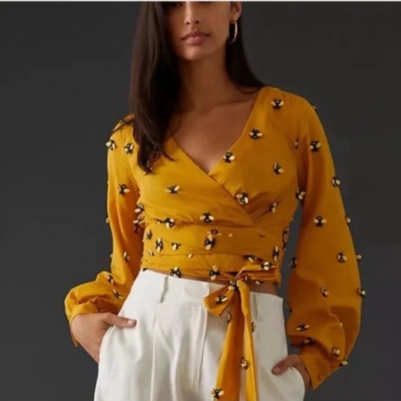 Anthropologie | Tops | Anthropologie Maeve Wrap Bumble Bee Top In ...